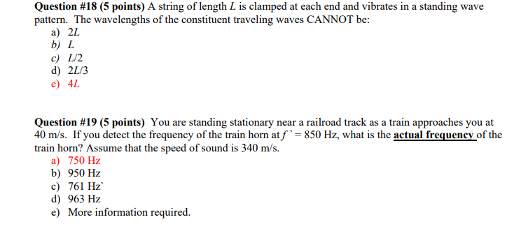 Solved Question \#18 (5 points) A string of length L is | Chegg.com
