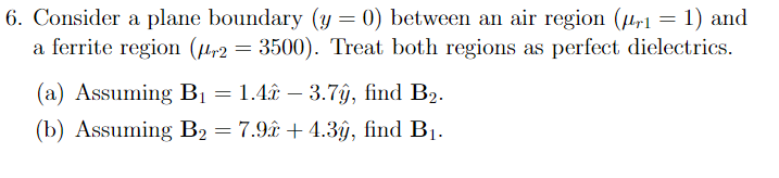 Solved Consider a plane boundary (y=0) between an air region | Chegg.com