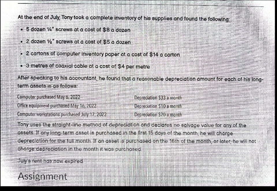 Solved AssignmentUse your trial balance from the completed | Chegg.com