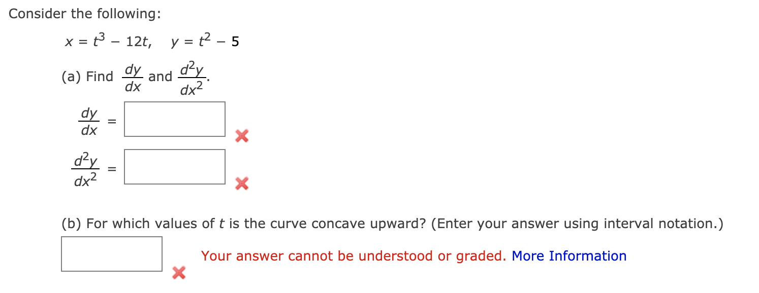 Solved Consider the parametric equations below. x = t - 4t?, | Chegg.com