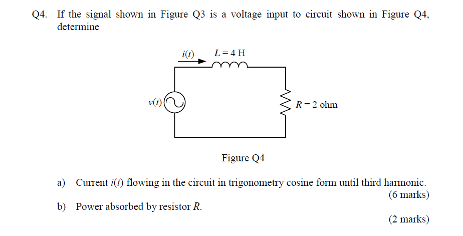 Solved v(t) 211 -a Figure Q3 Q4. If the signal shown in | Chegg.com