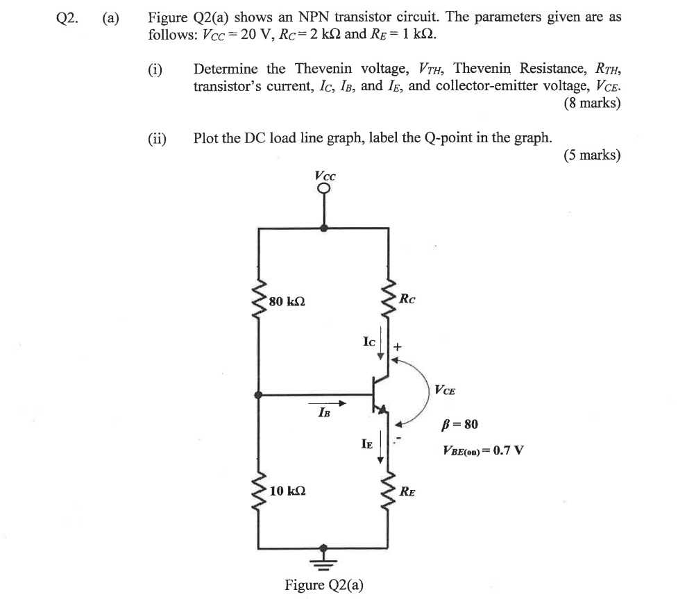 Solved Q2. (a) ﻿Figure Q2(a) ﻿shows an NPN transistor | Chegg.com