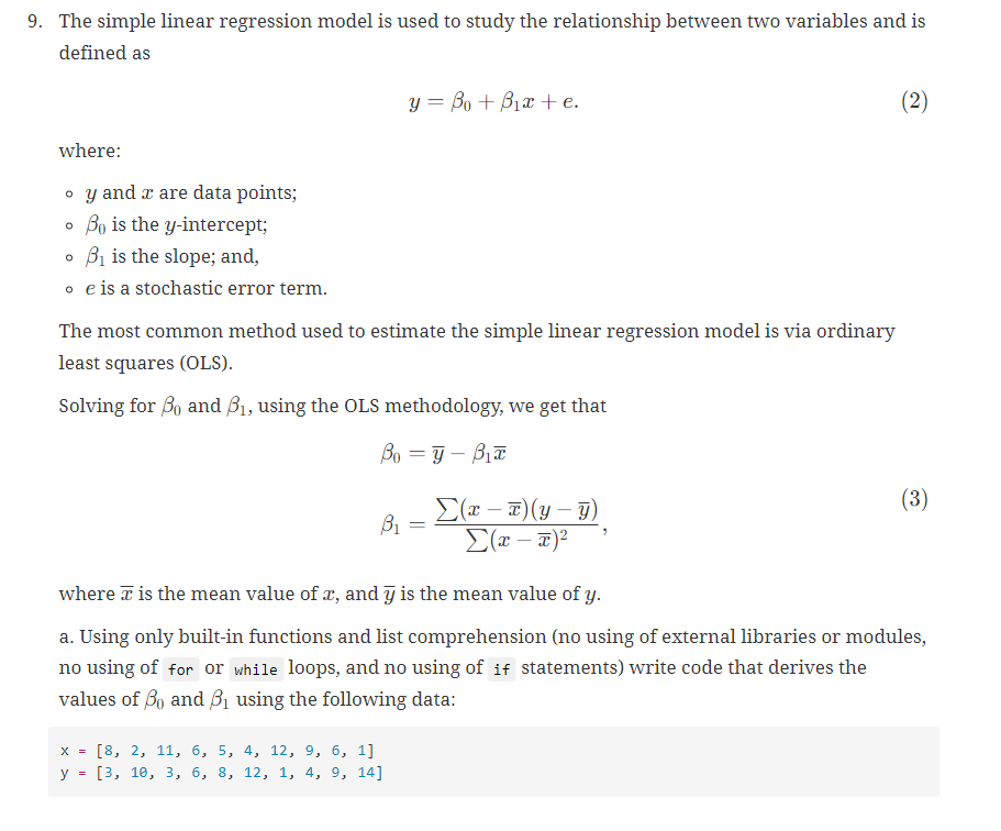 Solved 9. The simple linear regression model is used to | Chegg.com