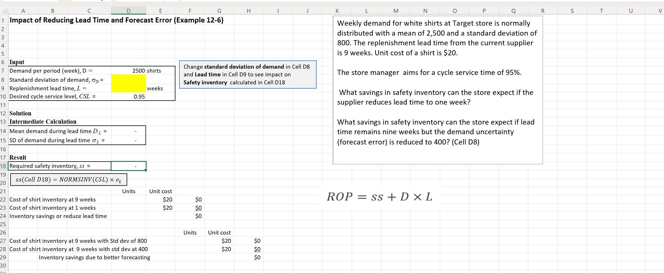 Solved Impact of Reducing Lead Time and Forecast Error | Chegg.com