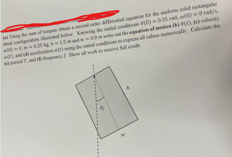 Solved (a) Using the sum of torques obtain a second order | Chegg.com
