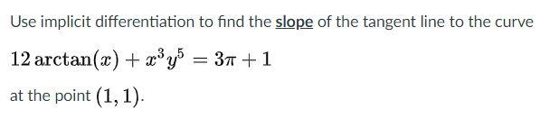 Solved Use implicit differentiation to find the slope of the | Chegg.com