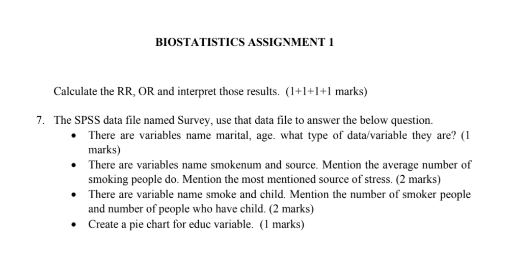 Solved BIOSTATISTICS ASSIGNMENT 1 Calculate the RR, OR and | Chegg.com