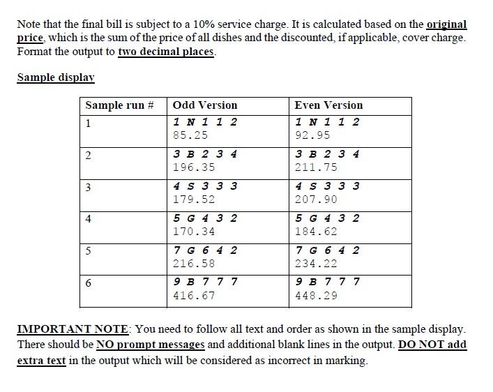 Write a program for calculating the bill charged for | Chegg.com