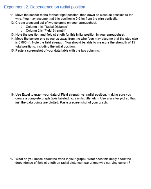 Solved Experiment 2: Dependence on radial position 11. Move | Chegg.com