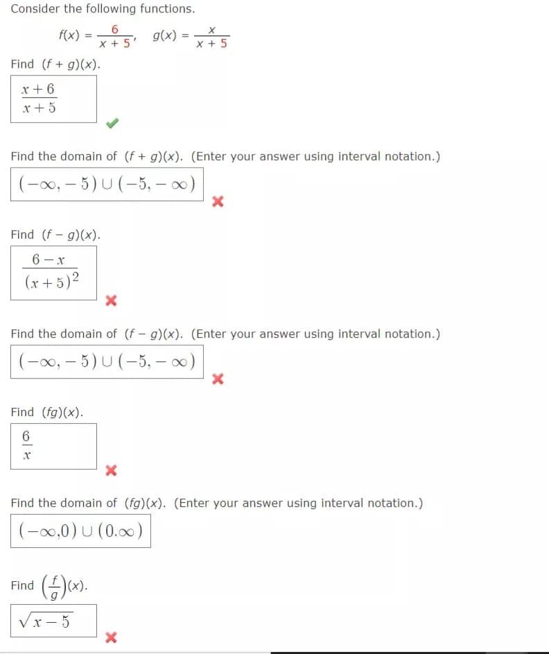 Solved Consider the following functions. 6 f(x) = х g(x) x + | Chegg.com