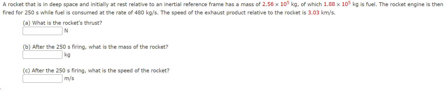 Solved A rocket that is in deep space and initially at rest | Chegg.com