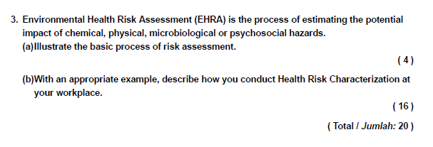 Solved 3. Environmental Health Risk Assessment (EHRA) is the | Chegg.com