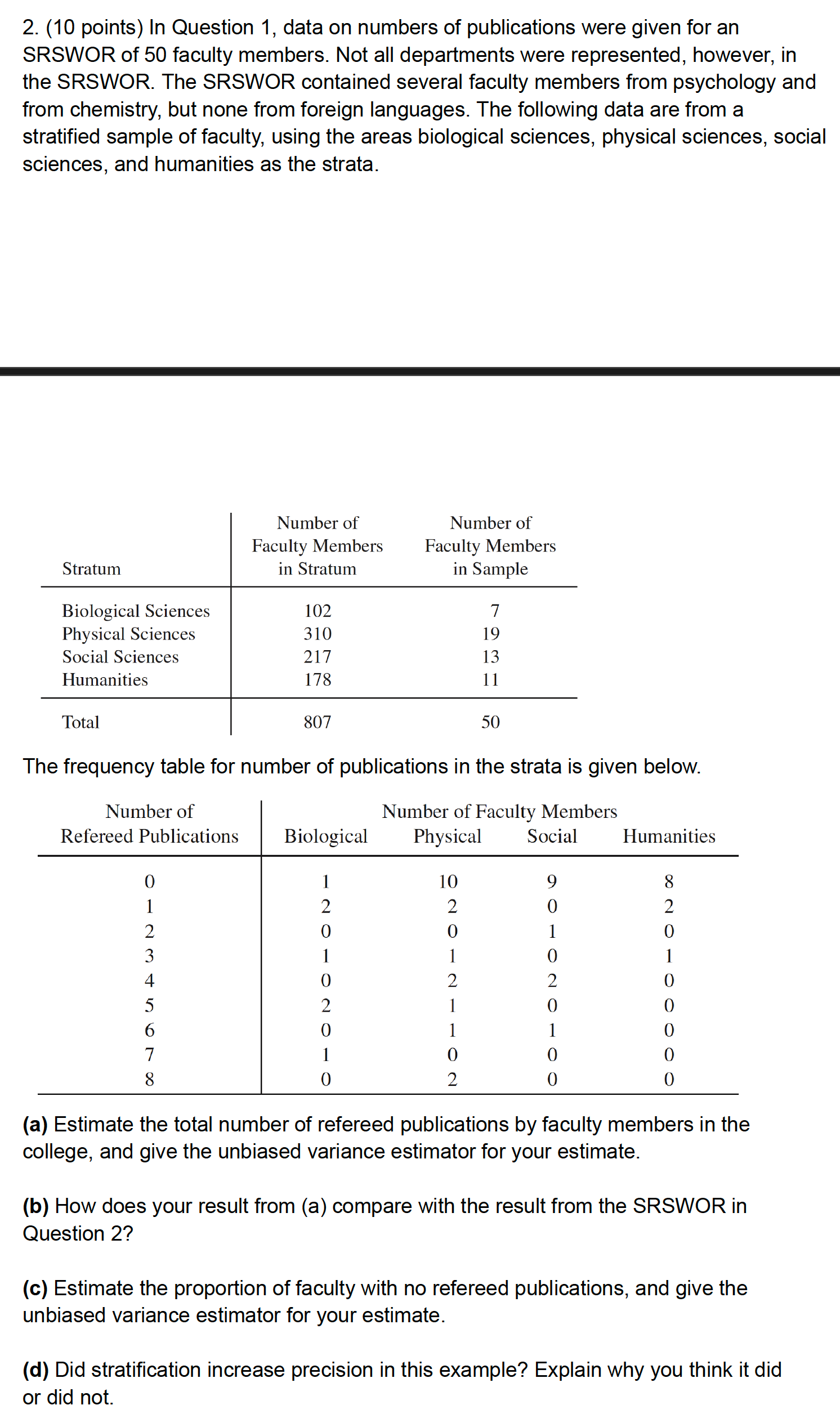 Solved 2. (10 ﻿points) ﻿In Question 1, ﻿data on numbers of | Chegg.com