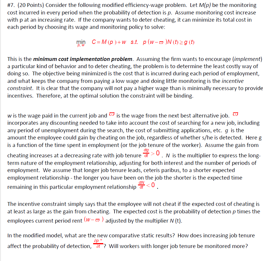 \#7. (20 Points) Consider the following modified | Chegg.com