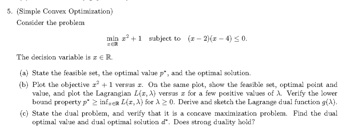 Solved 5 Simple Convex Optimization Consider The Problem 