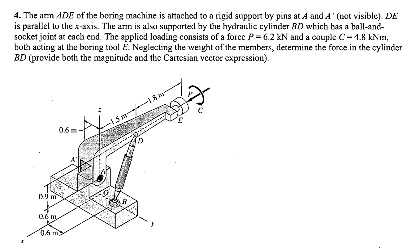 Solved The arm ADE of the boring machine is attached to a | Chegg.com