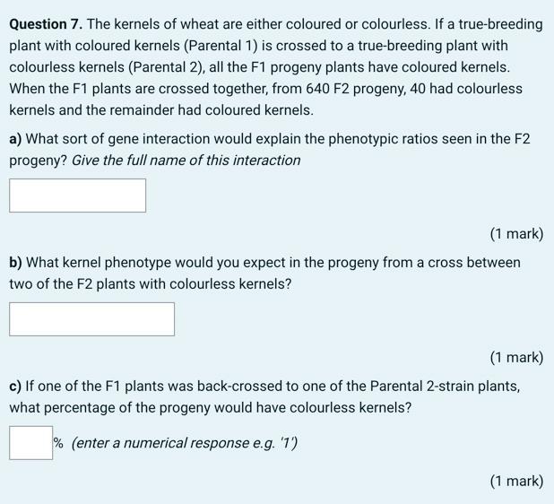 Solved Question 7. The kernels of wheat are either coloured | Chegg.com