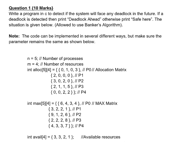 Solved estion 1 \{10 Marks } ite a program in c to detect if | Chegg.com