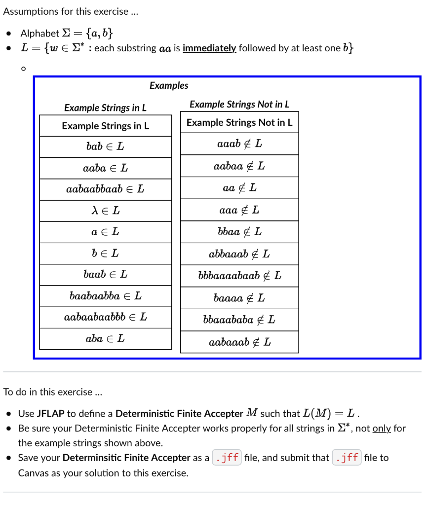 Assumptions for this exercise ... - Alphabet Σ={a,b} | Chegg.com