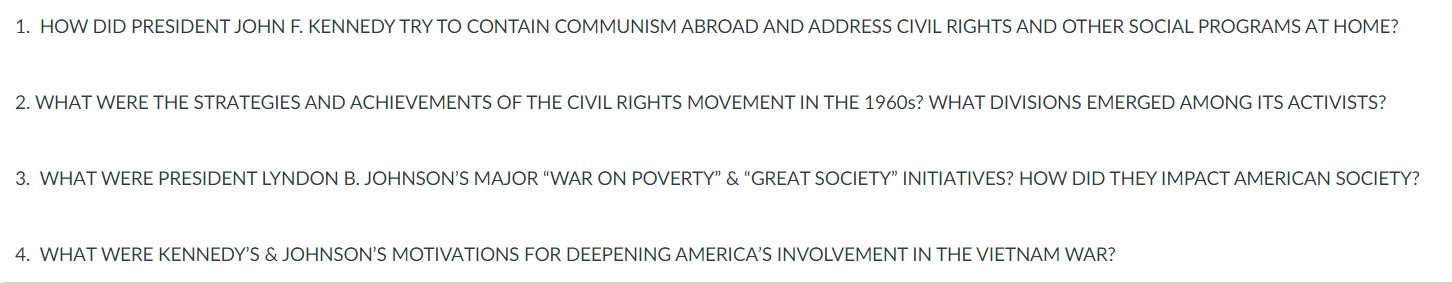 1. HOW DID PRESIDENT JOHN F. KENNEDY TRY TO CONTAIN | Chegg.com