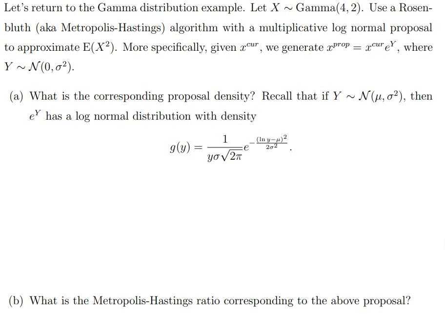 Solved Let s Return To The Gamma Distribution Example Let Chegg