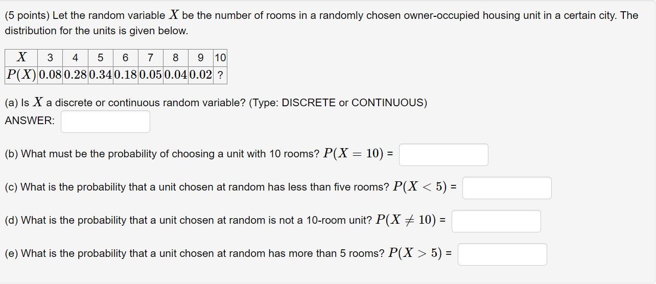 Solved (5 points) Let the random variable X be the number of | Chegg.com