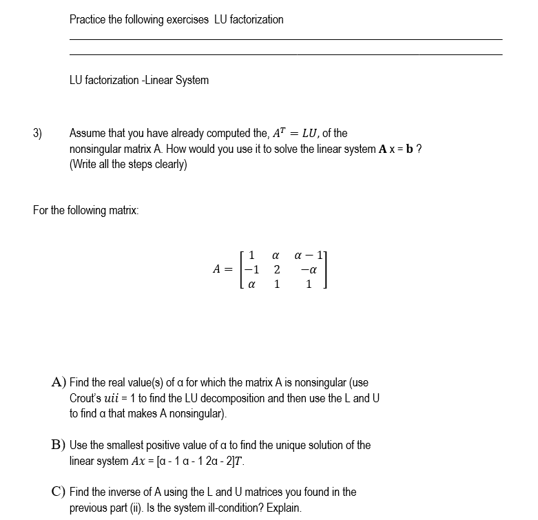Solved Practice the following exercises LU factorization LU | Chegg.com