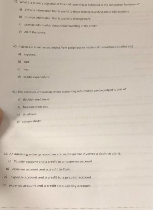 Solved s a primary objective of financial reporting as | Chegg.com
