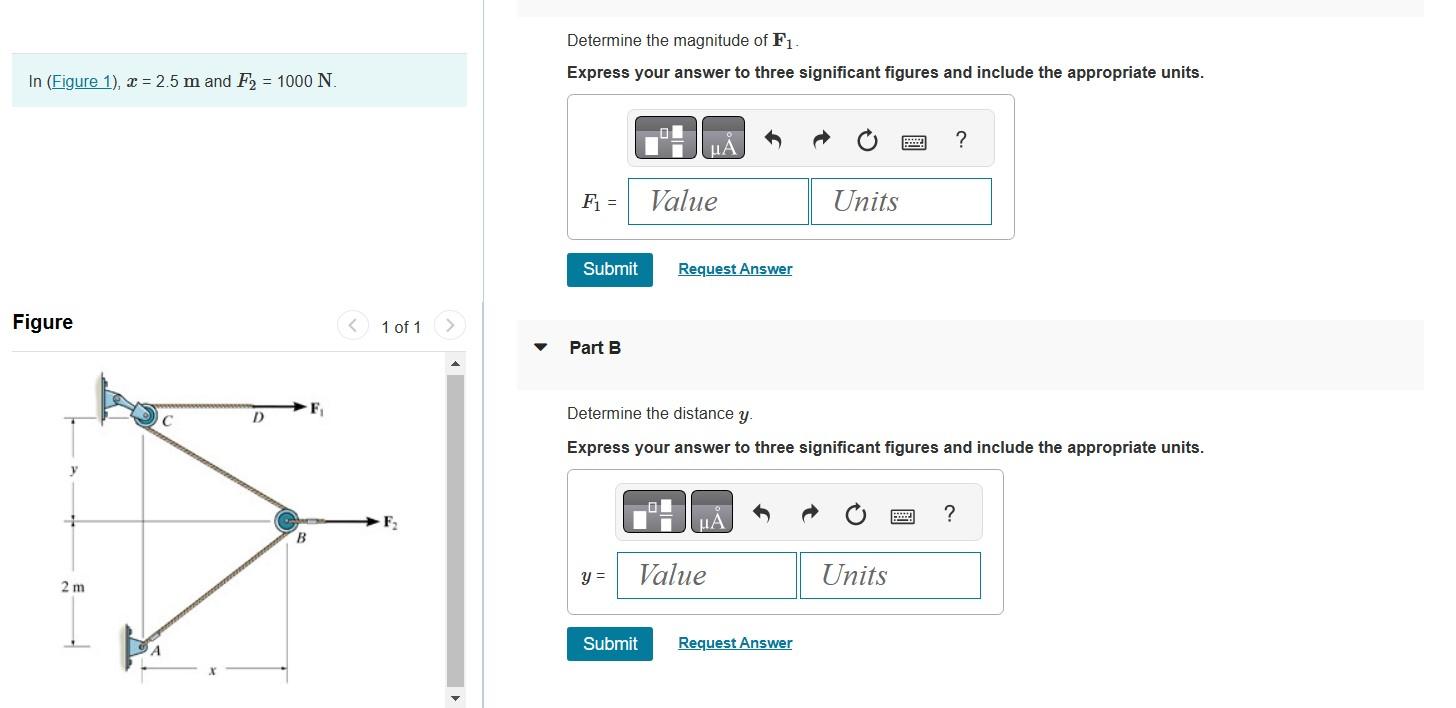 Solved Determine the magnitude of F1. In (Figure 1), x=2.5 m | Chegg.com