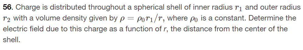 Solved 56. Charge is distributed throughout a spherical | Chegg.com