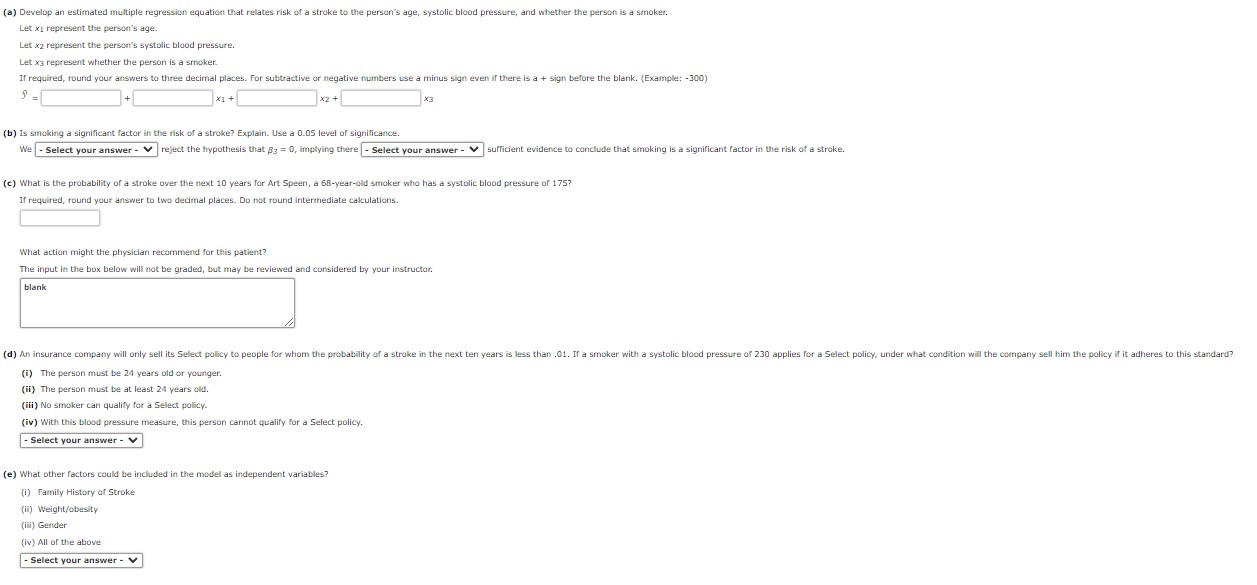 (a) Develop an estimated multiple regression equation | Chegg.com