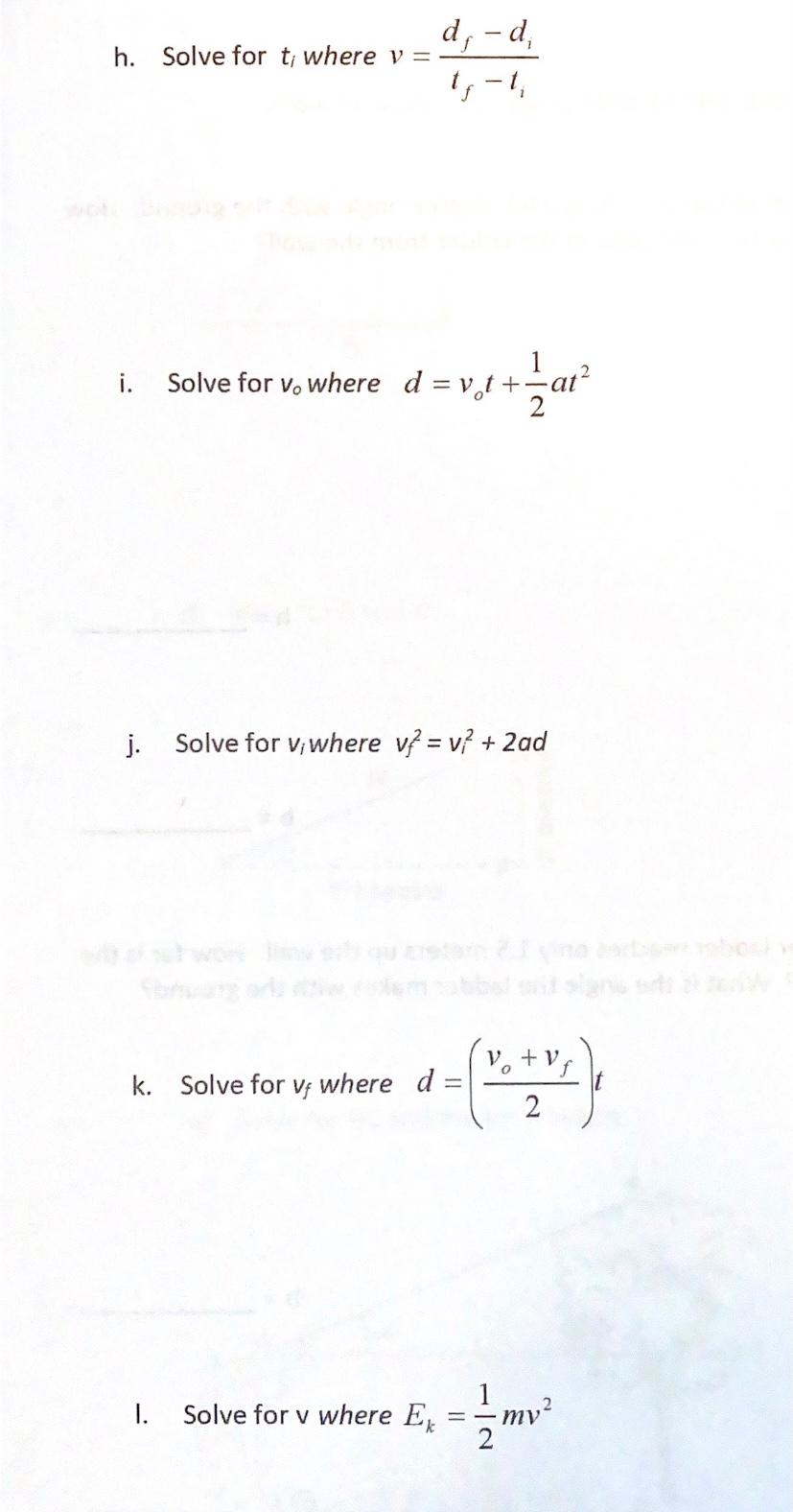 Solved Physics 11 - Rearrange the equation, solving for the | Chegg.com