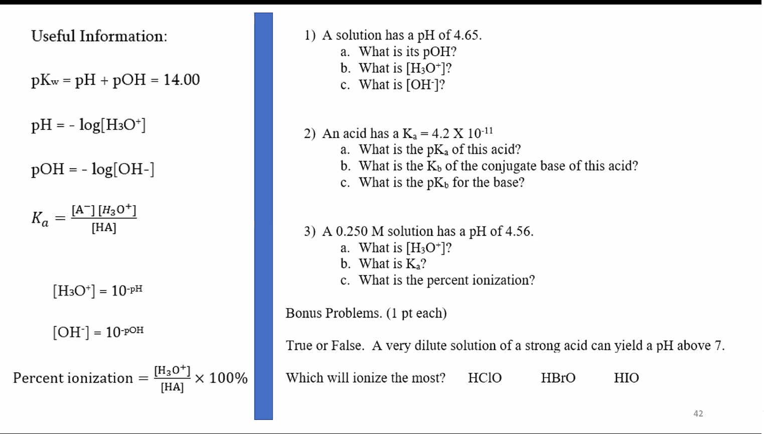 Solved Useful Information: 1) A solution has a pH of 4.65. | Chegg.com