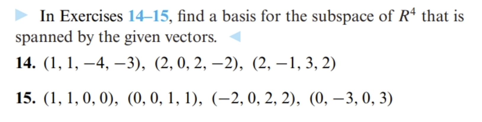 In ﻿Exercises 14-15, ﻿find a basis for the subspace | Chegg.com