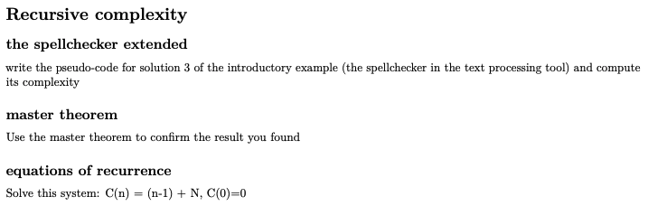 Solved Recursive complexity the spellchecker extended write | Chegg.com