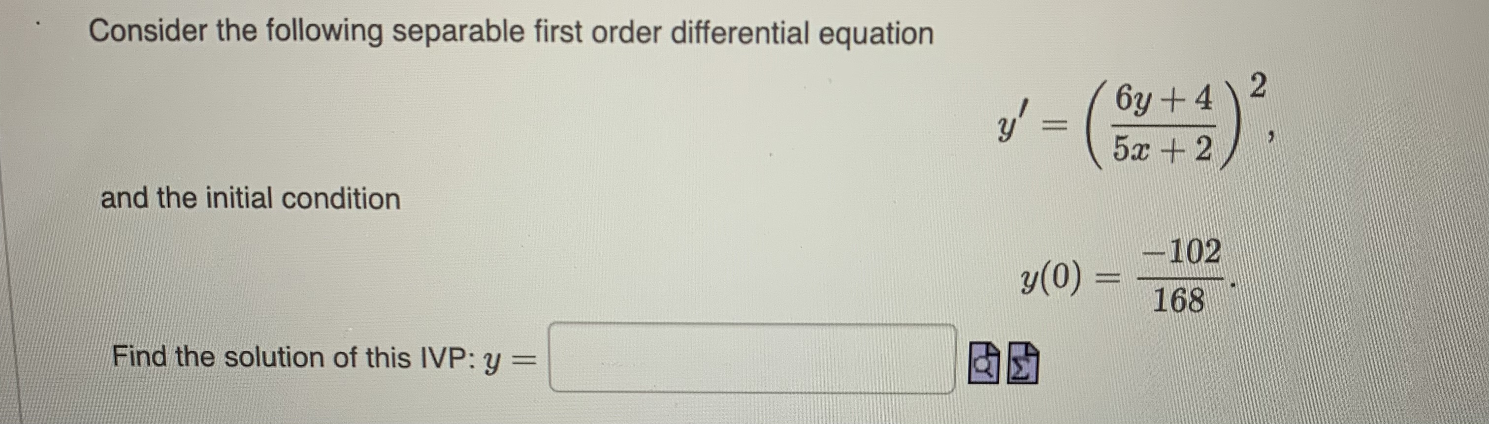 Solved Consider The Following Separable First Order
