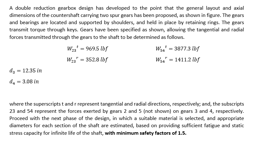 Solved A double reduction gearbox design has developed to | Chegg.com
