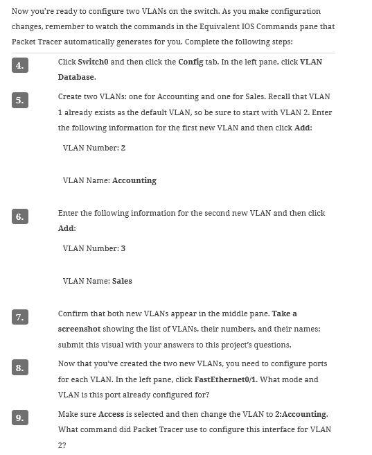 Solved I need help with Capstone Project 8-2 Add VLANs to | Chegg.com