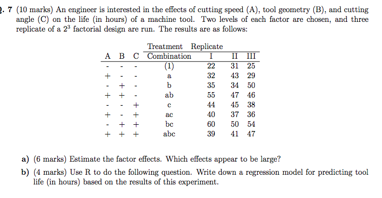 2. 7 (10 marks) An engineer is interested in the | Chegg.com