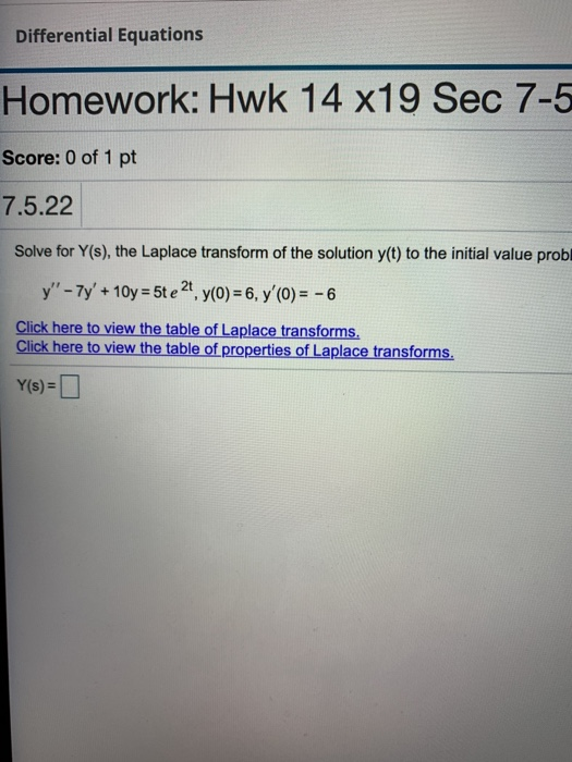Solved 7.5.2 Solve the initial value problem below using the | Chegg.com