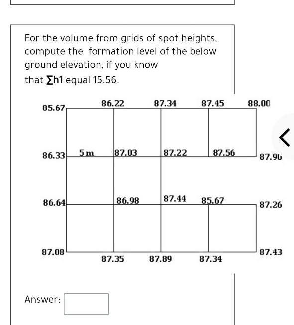 Solved For the volume from grids of spot heights, compute | Chegg.com