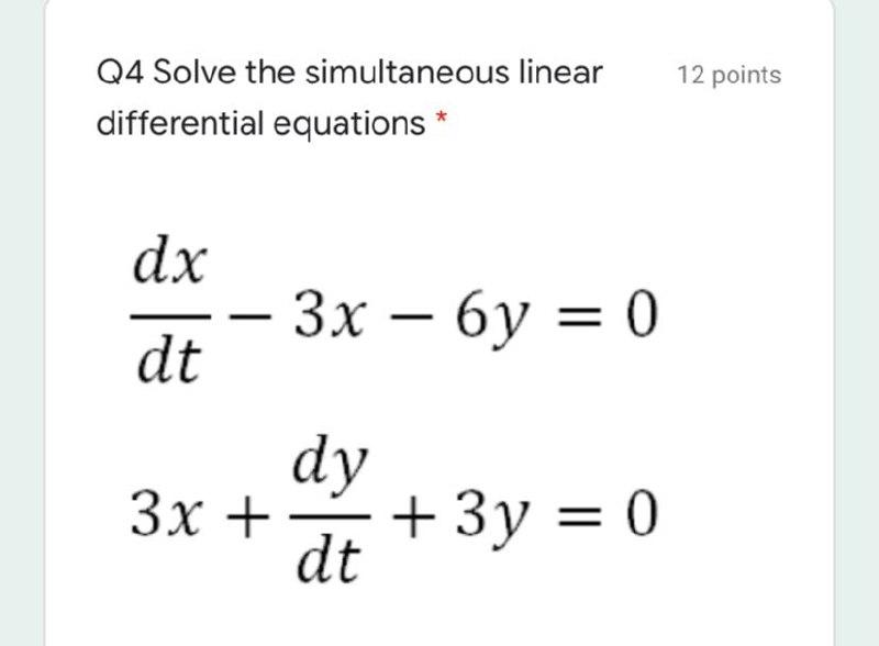 Solved 12 points Q4 Solve the simultaneous linear | Chegg.com