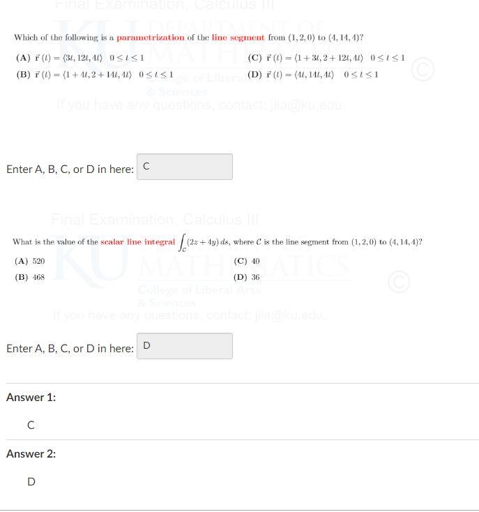 Solved Which of the following is a parametrization of the | Chegg.com