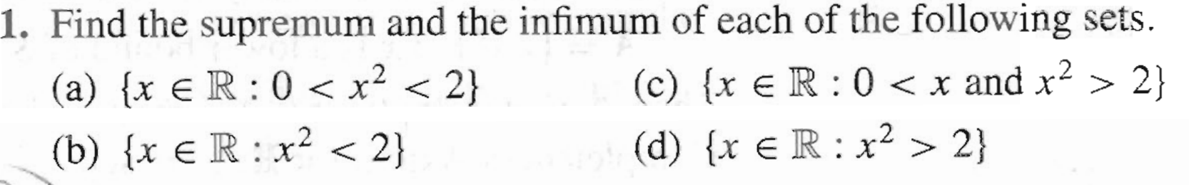 Solved Find the supremum and the infimum of each of the | Chegg.com