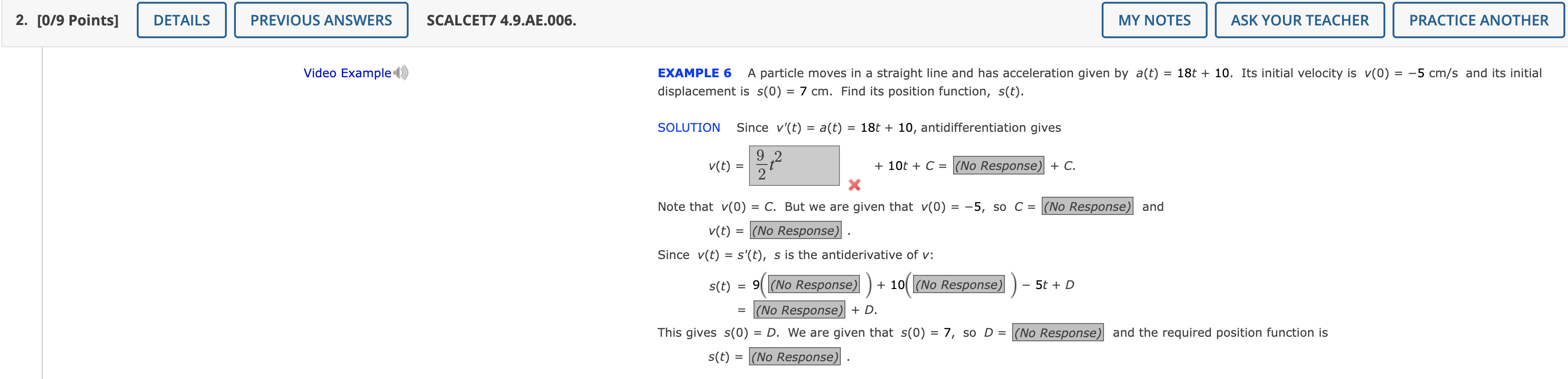 Solved EXAMPLE 6 A particle moves in a straight line and has | Chegg.com