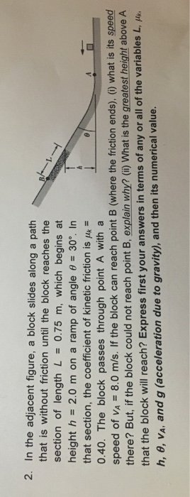 Solved In the adjacent figure, a block slides along a path | Chegg.com