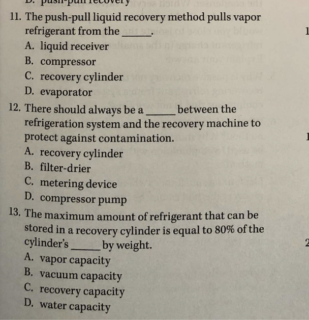 Solved 1 11. The push-pull liquid recovery method pulls | Chegg.com