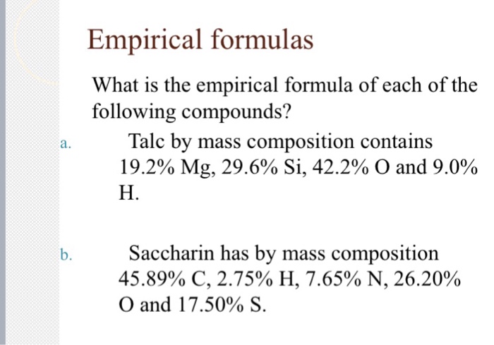 Solved Empirical formulas What is the empirical formula of | Chegg.com