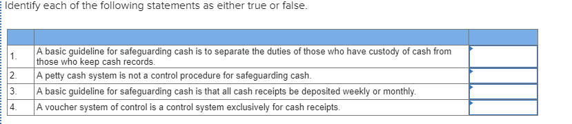 Solved Identify each of the following statements as either | Chegg.com