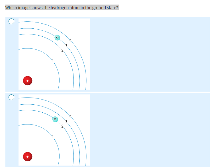 Solved Which Image Shows The Hydrogen Atom In The Ground